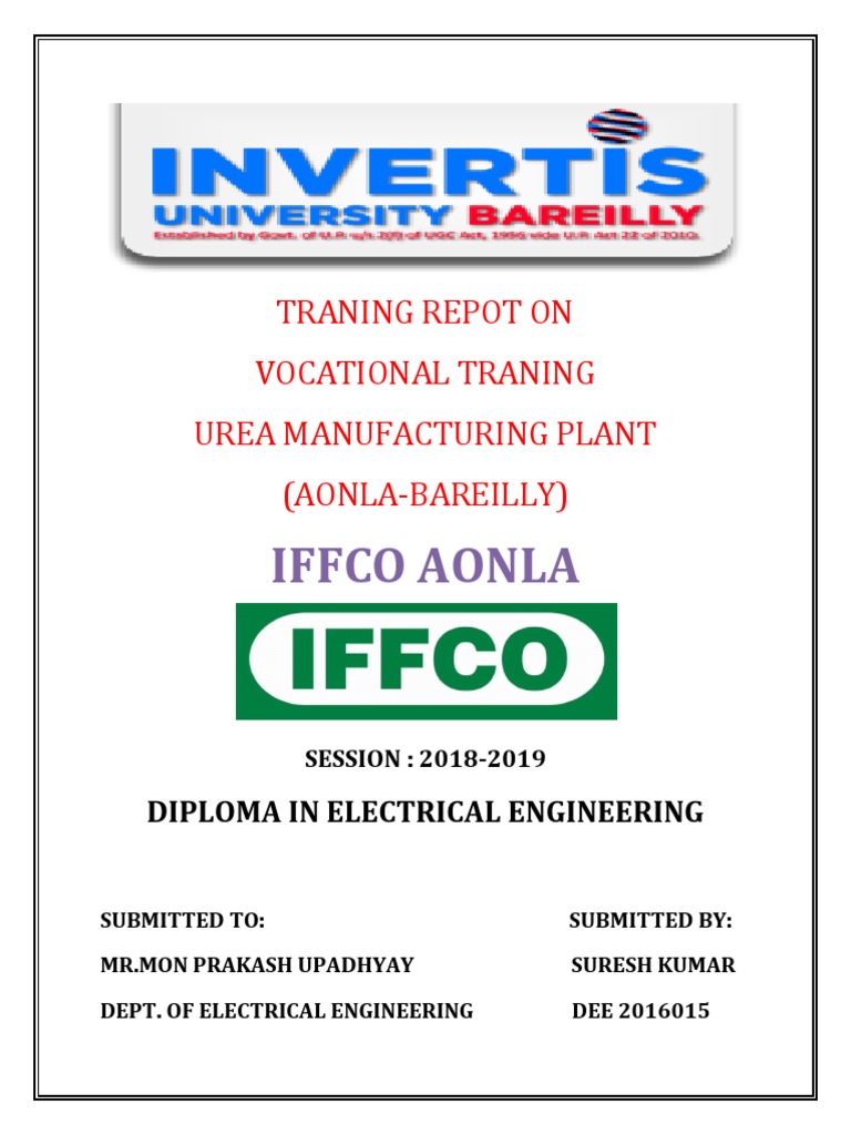 Iffco Aonla: Traning Repot On Vocational Traning Urea Manufacturing ...