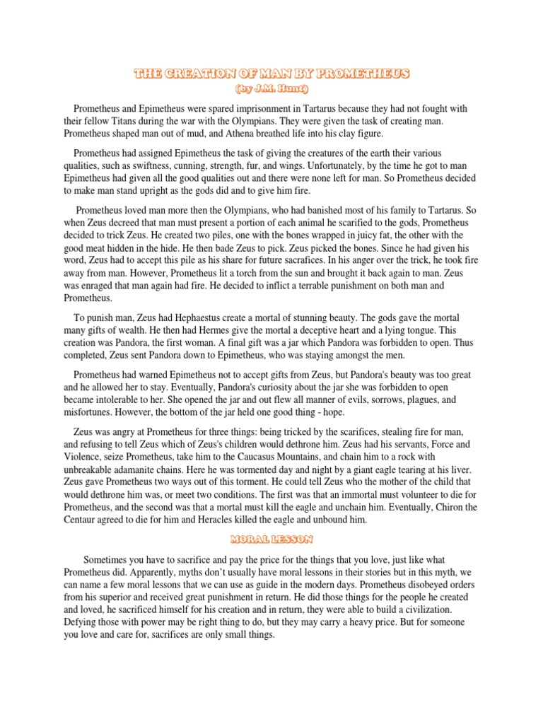 The Creation of Man by Prometheus PDF | PDF | Prometheus | Zeus