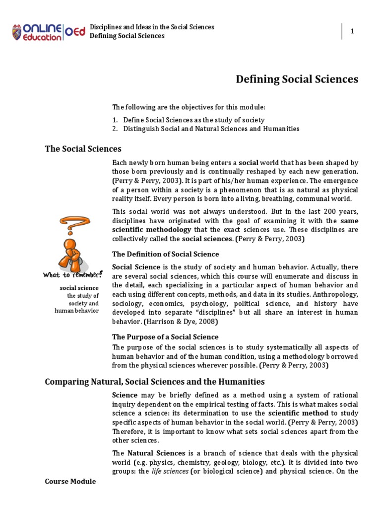 1 Defining Social Sciences.pdf | Social Sciences | Natural Sciences