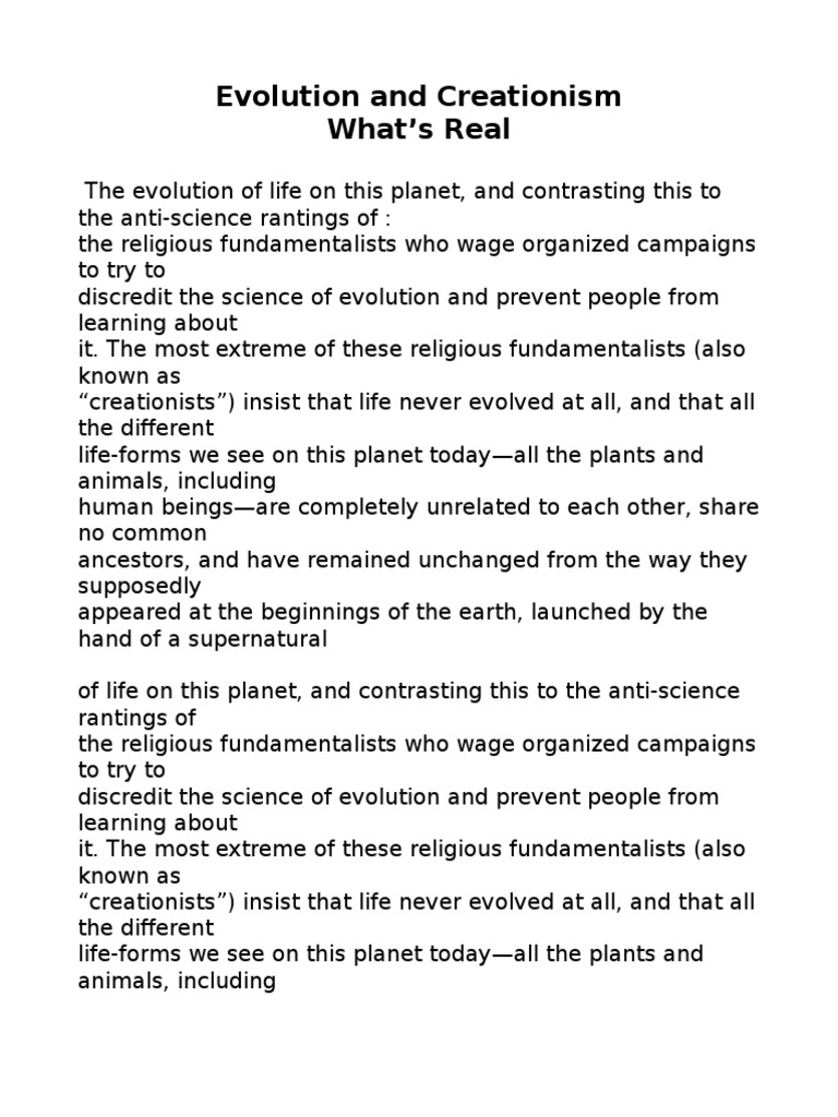 Evolution vs. Creationism Debate | PDF | Creationism | Intelligent Design