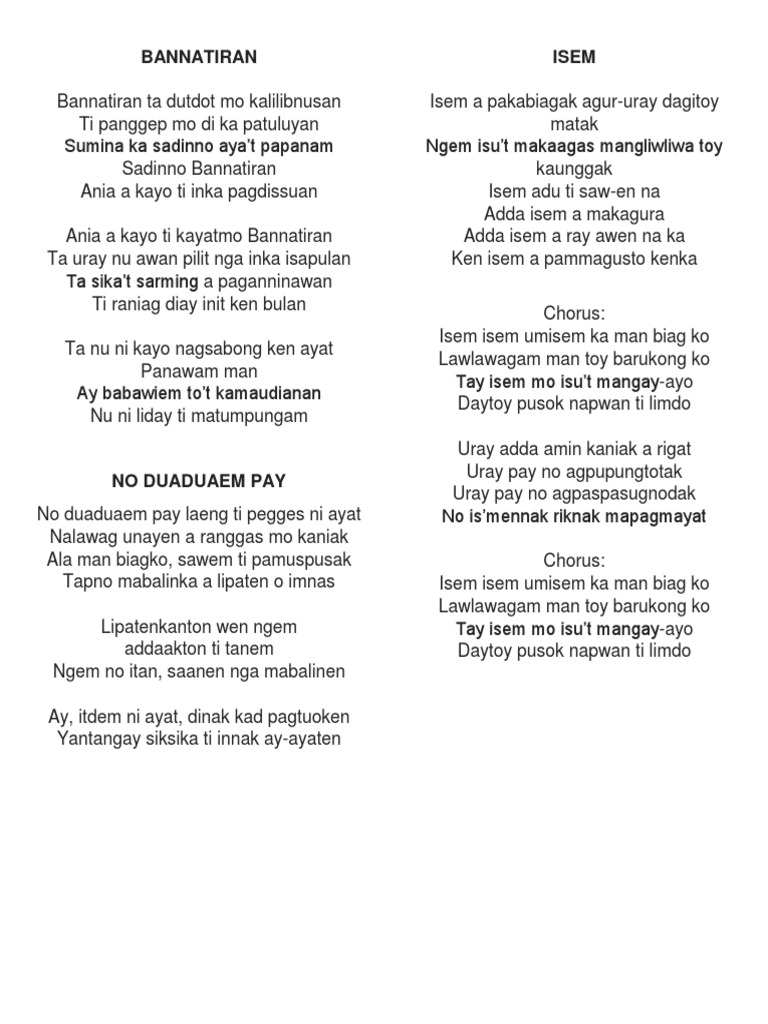 Bannatiran Lyrics | PDF