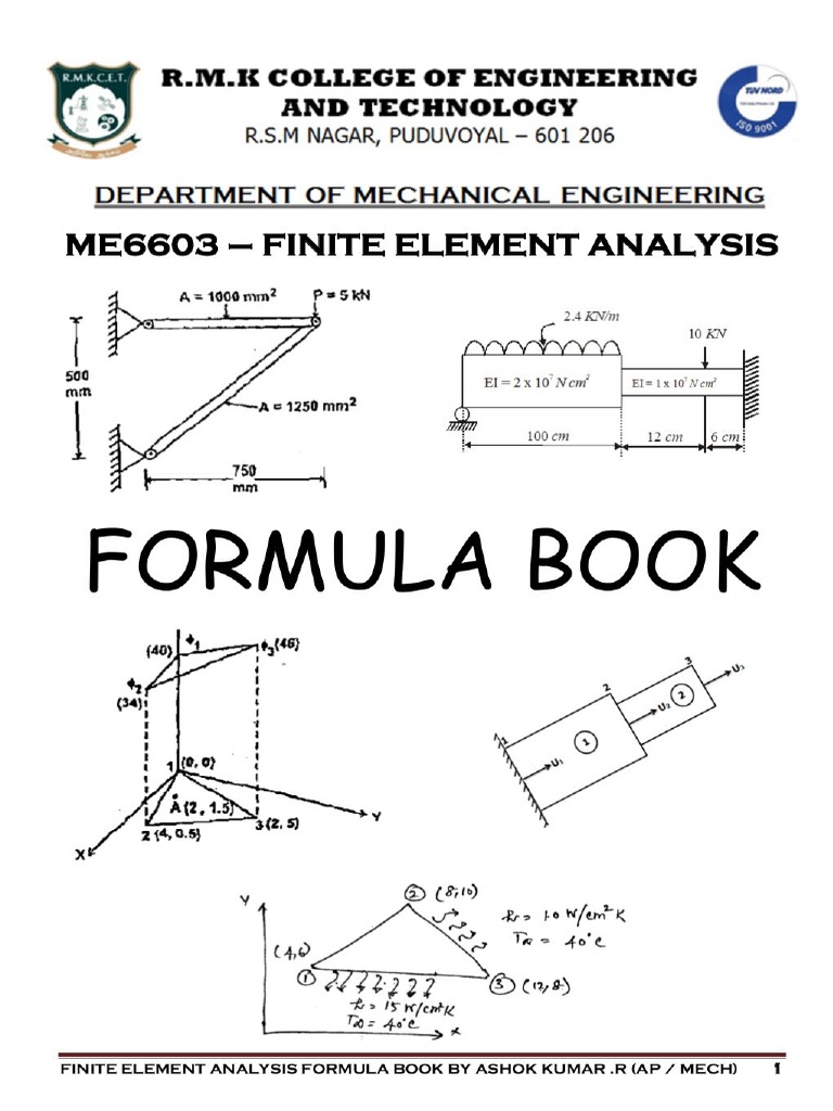 Me6603 Finite Element Analysis Formula Book | PDF