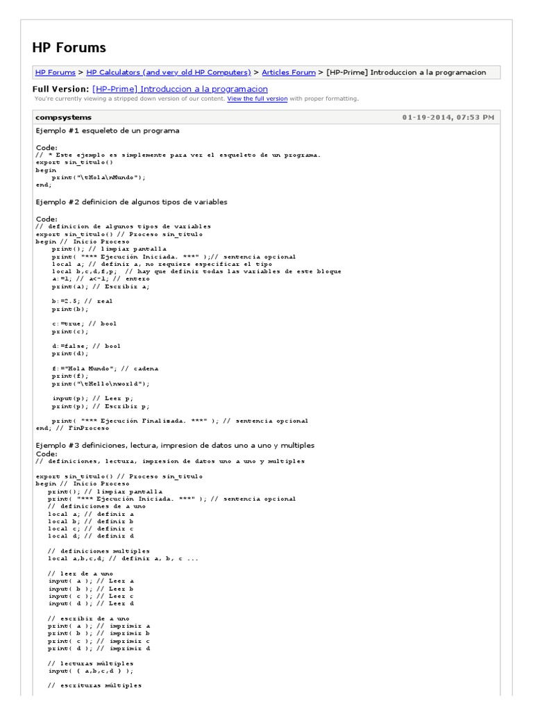 (HP-Prime) Introduccion A La Programacion | PDF | Programación de ...