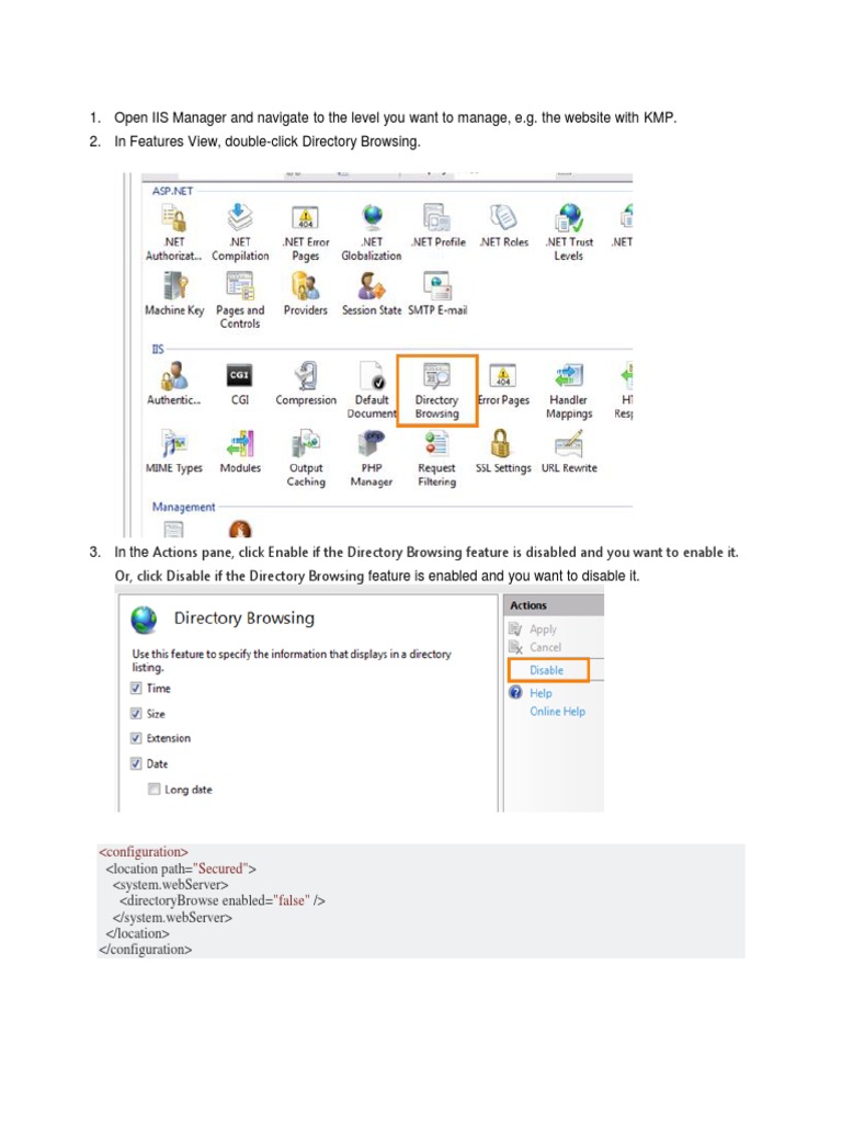 Open IIS Manager and Navigate To The Level You Want To Manage | PDF ...