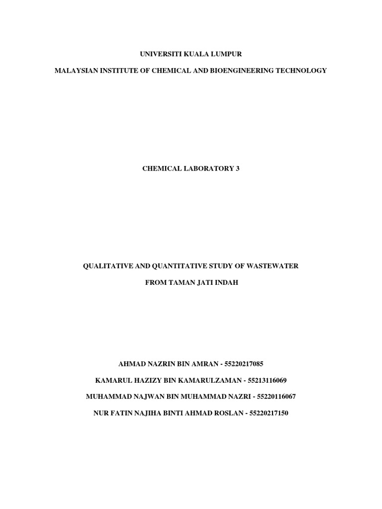 Wastewater Quality Analysis Report | PDF | Ph | Chemistry