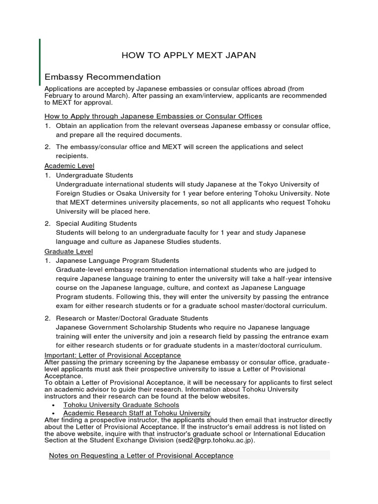 How To Apply Mext Japan | PDF | Graduate School | Doctorate
