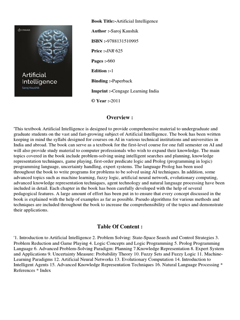 Overview | Download Free PDF | Knowledge Representation And Reasoning | Artificial Intelligence