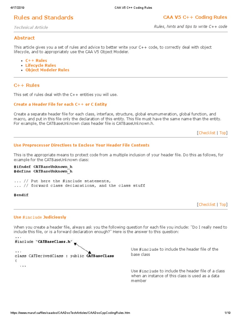 CAA V5 C++ Coding Rules | PDF | Class (Computer Programming ... CAA V5 C++ Coding Rules | PDF | Class (Computer Programming ...