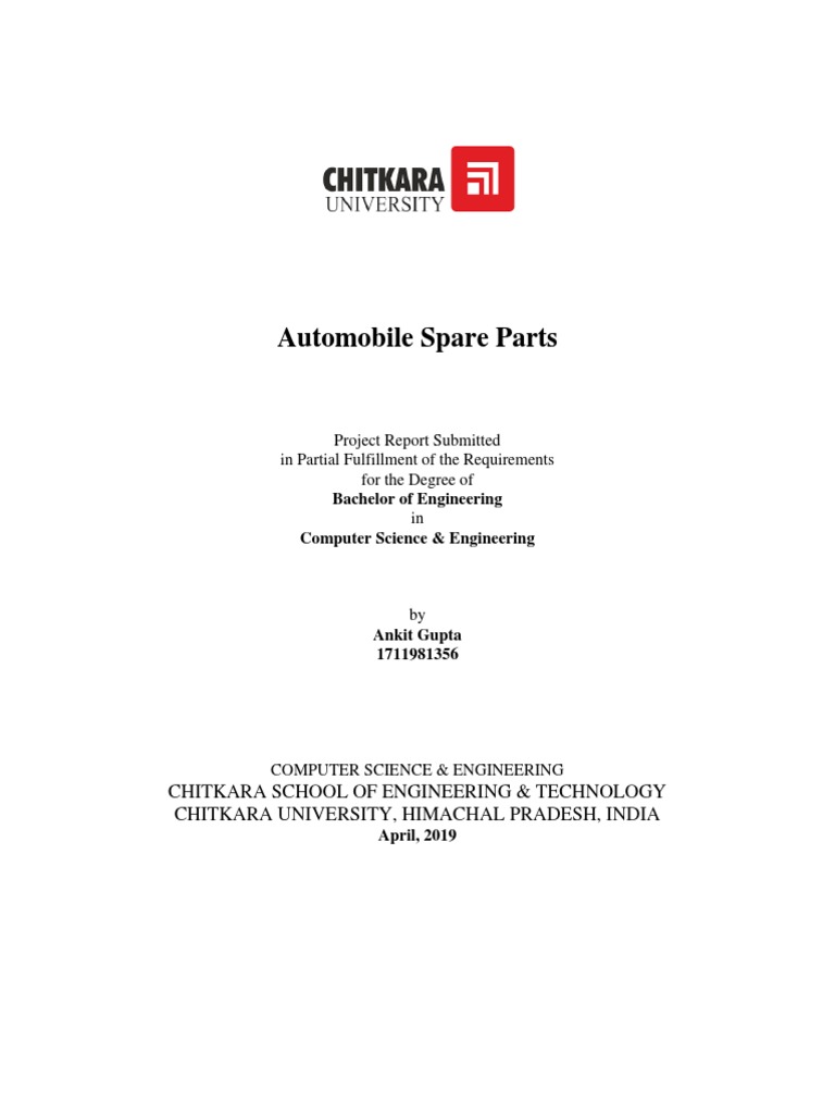 Automobile Spare Parts Project Report | PDF | Databases | Car