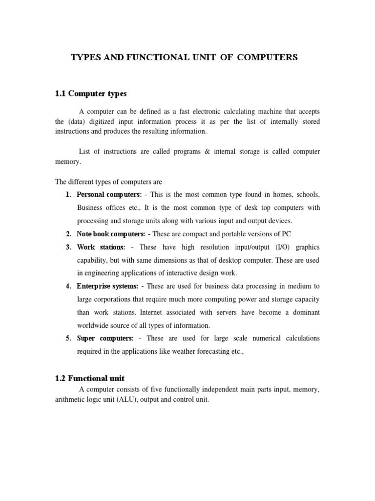 Types and Functional Unit of Computers | Download Free PDF | Random ...