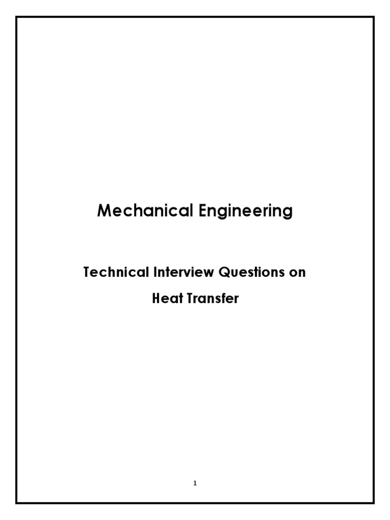 Mechanical Engineering: Technical Interview Questions On Heat Transfer ...
