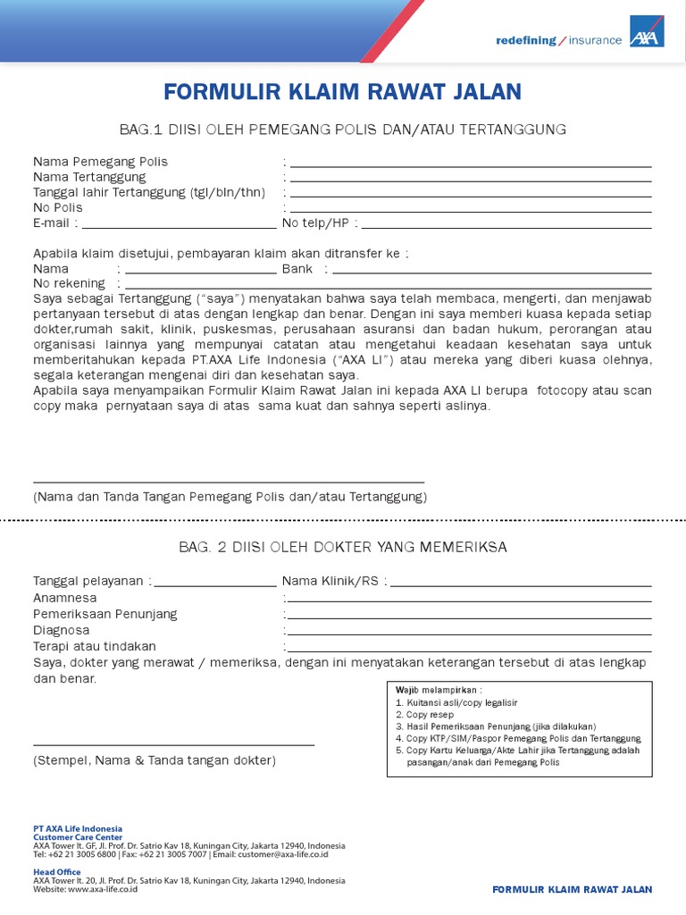 Formulir Klaim Rawat Jalan | PDF