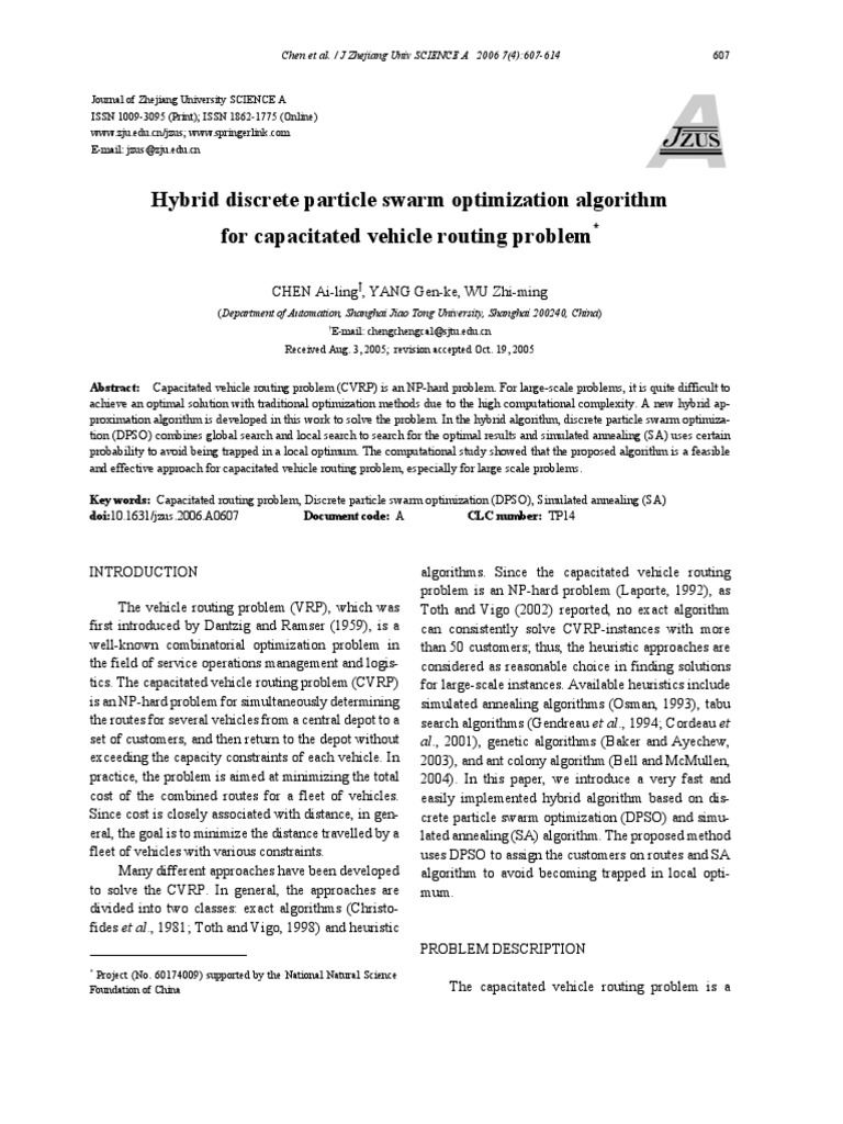 Hybrid Discrete Particle Swarm Optimization Algorithm For Capacitated Vehicle Routing Problem ...