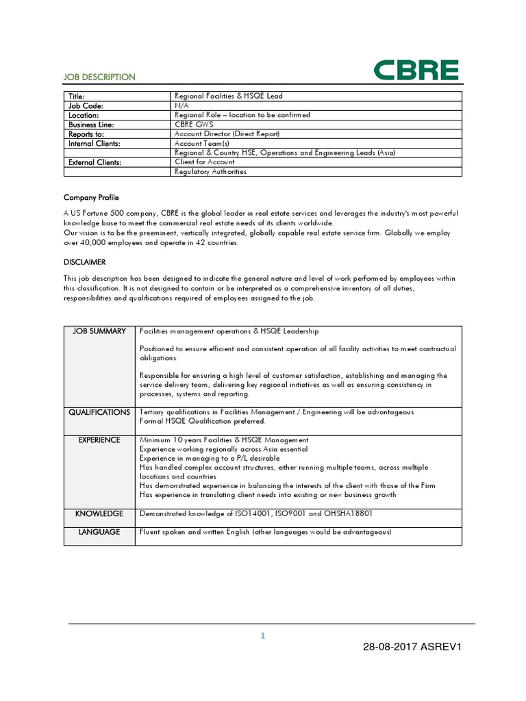 Cbre JD | PDF | Risk Management | Emergency