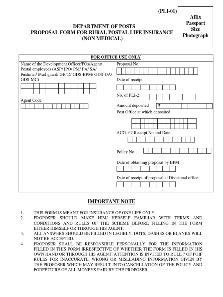 RPLI Form | PDF | Mail | Life Insurance