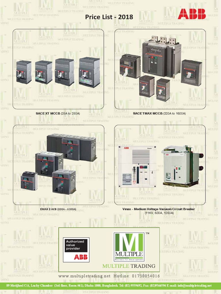 ABB Circuit Breaker Price List 2024 | PDF | Power (Physics) | Electronics