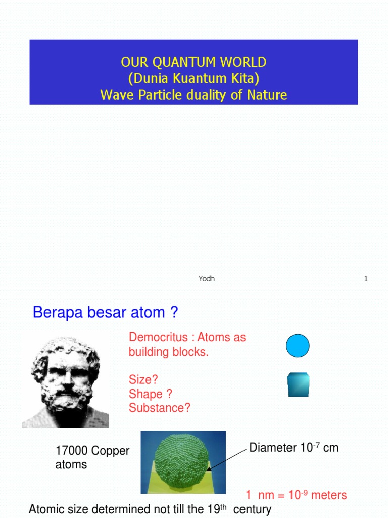 Our Quantum World (Dunia Kuantum Kita) Wave Particle Duality of Nature ...