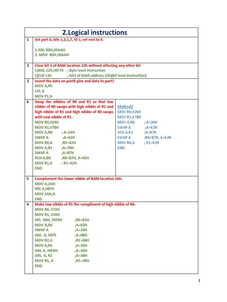 2.logical Instructions | PDF | Computer Memory | Areas Of Computer Science