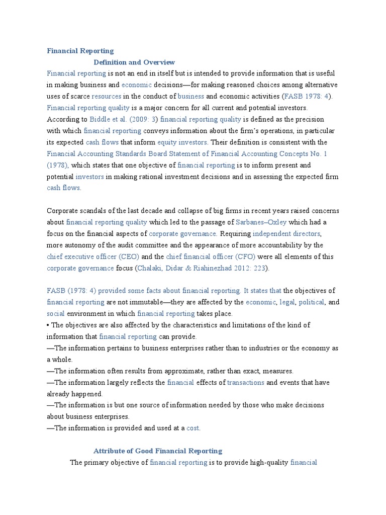 Financial Reporting Definition and Overview | PDF | Financial ...
