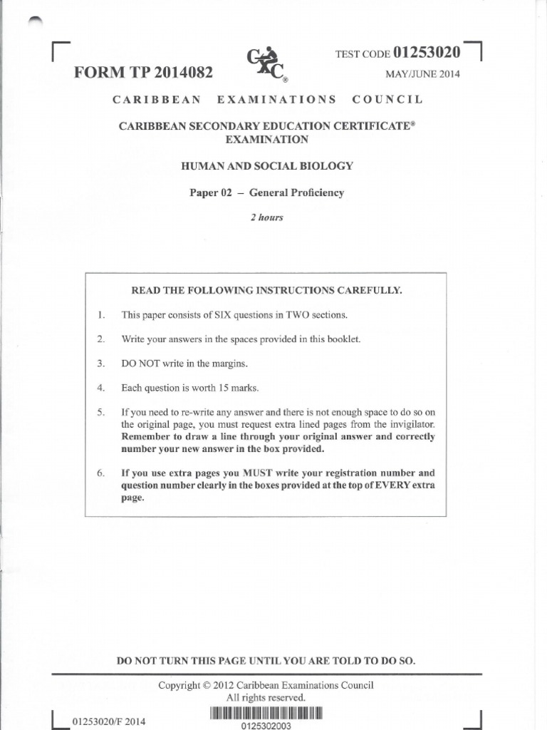 Csec HSB June 2013 p2 | PDF