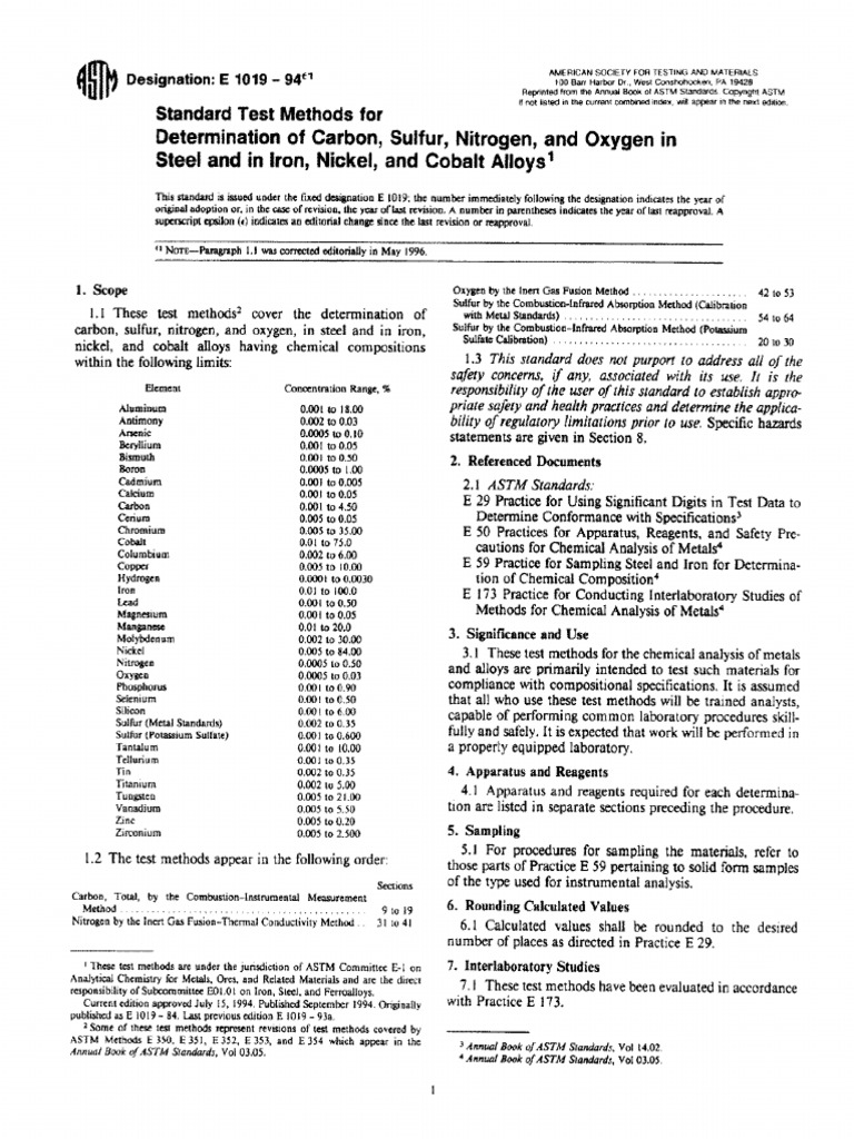 Astm E1019 | PDF