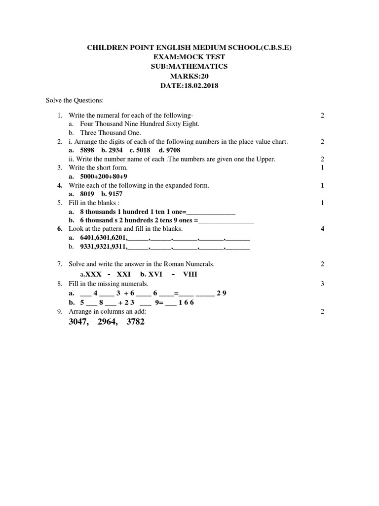 Class III | PDF | Teaching Mathematics