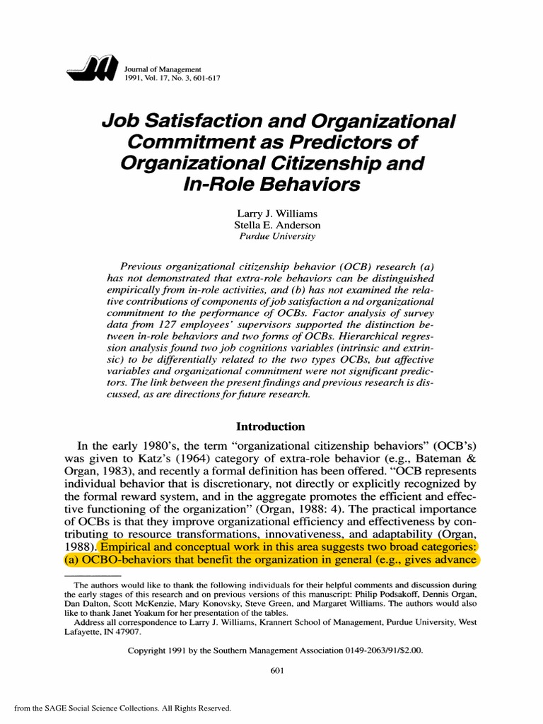 William & Anderson (1991) | PDF