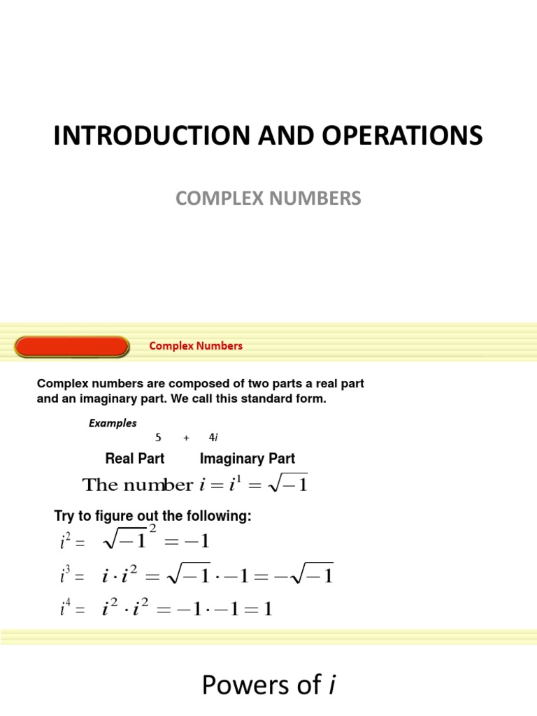 1.introduction and Operations | PDF | Fraction (Mathematics) | Complex ...