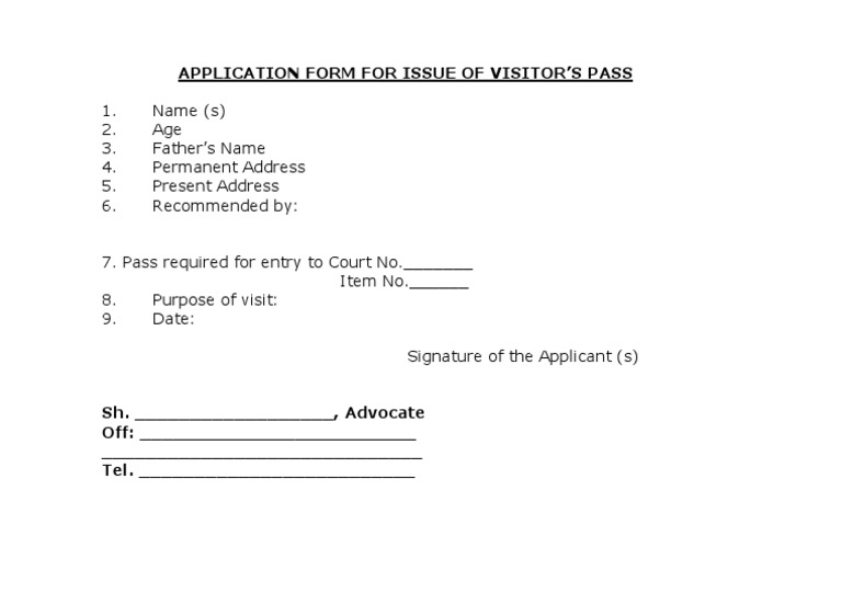 Delhi High Court Visitor Pass Application | PDF