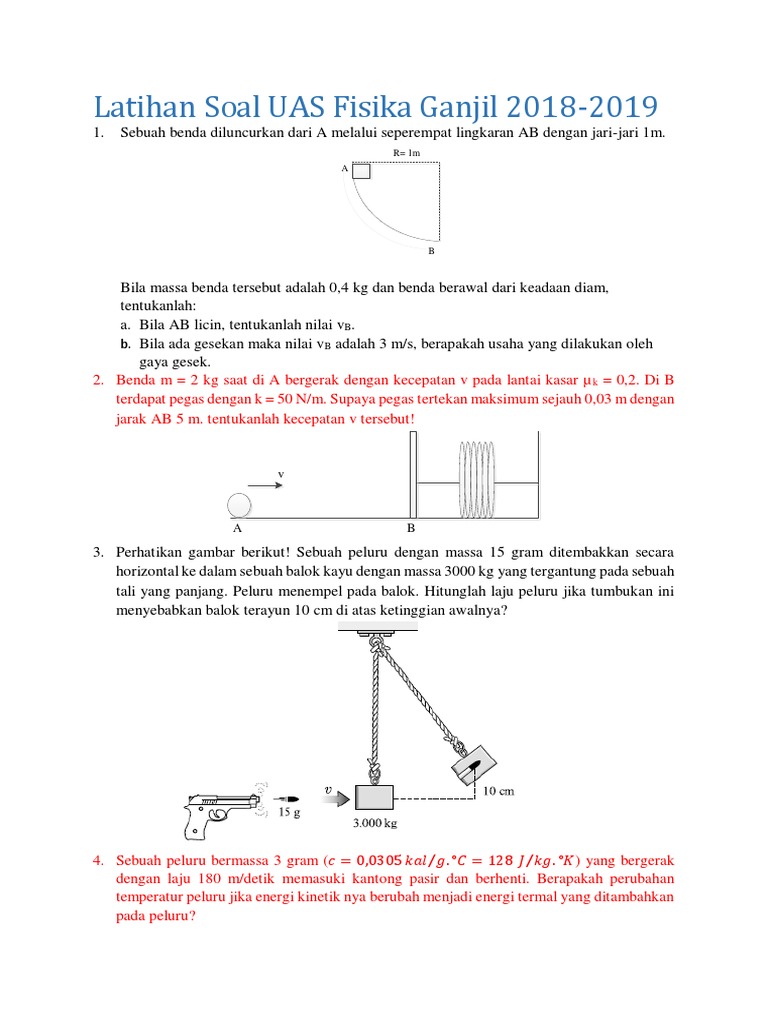 Latihan Soal UAS Fisika Ganjil 2018 | PDF