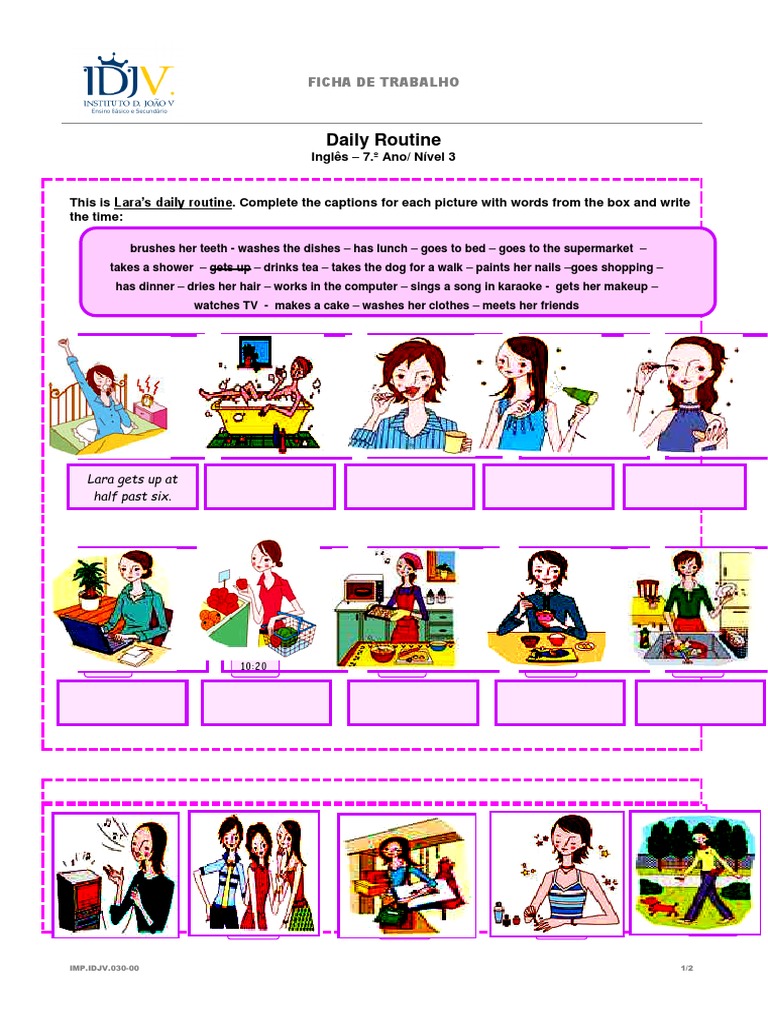 Daily Routine: Inglês - 7.º Ano/ Nível 3 | PDF