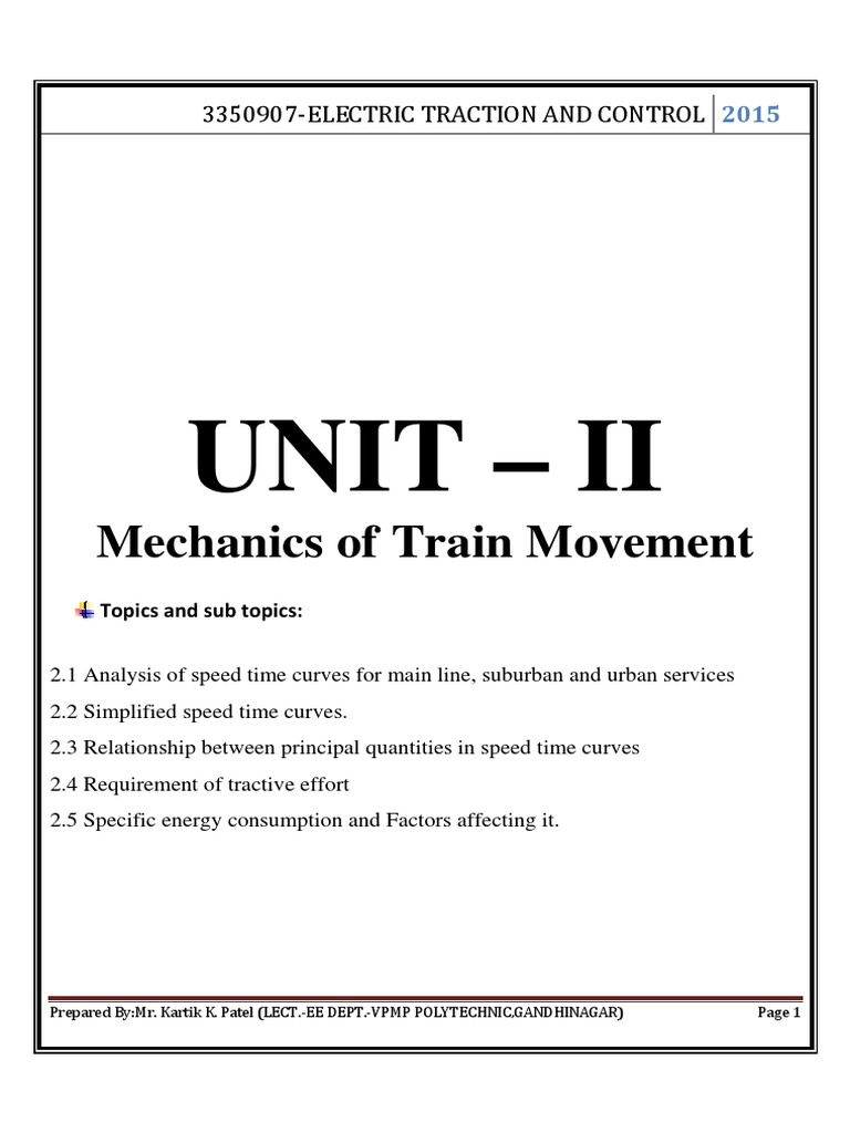 Unit - Ii: Mechanics of Train Movement | PDF | Kilowatt Hour | Friction