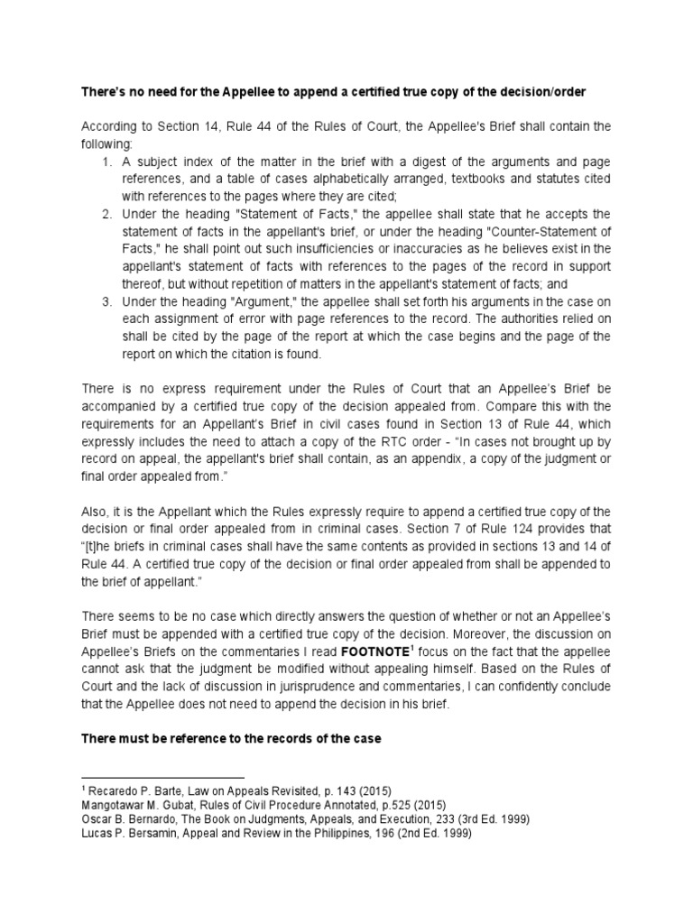 Appellee's Brief Requirements | PDF | Brief (Law) | Appeal