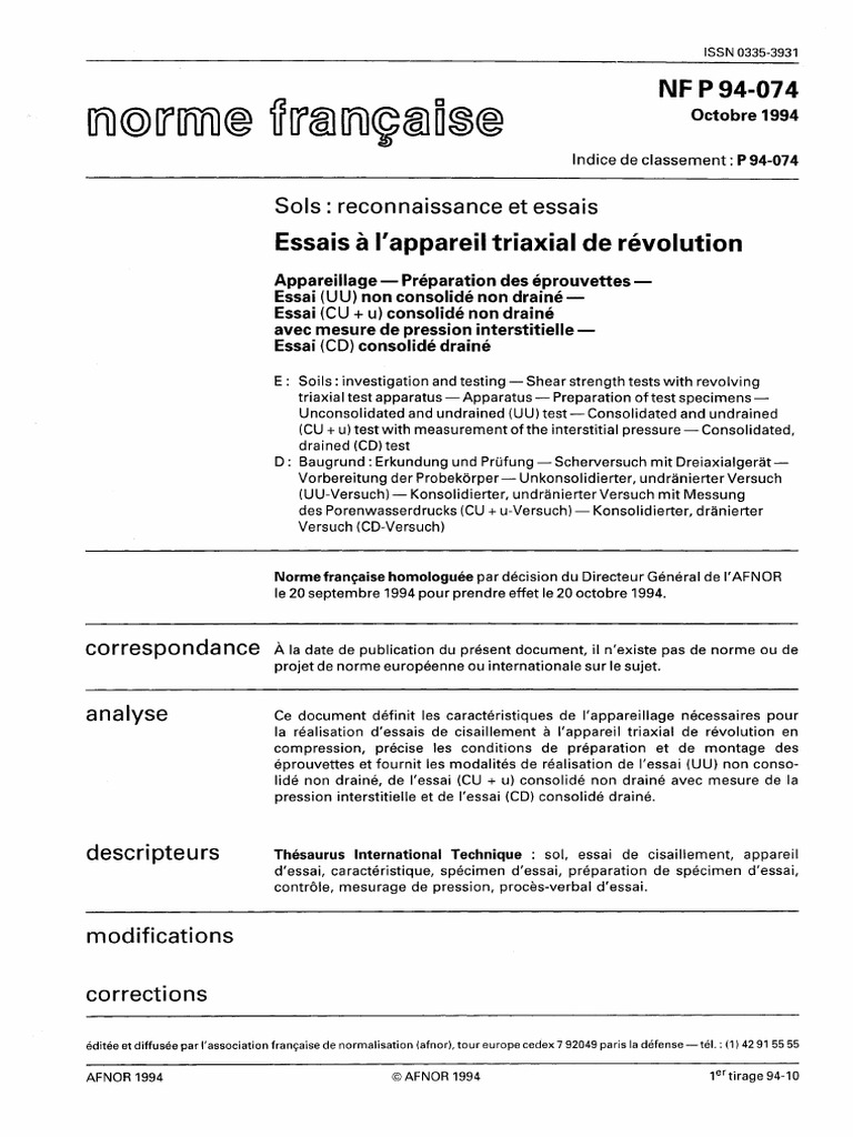 NF P94-074 PDF | PDF