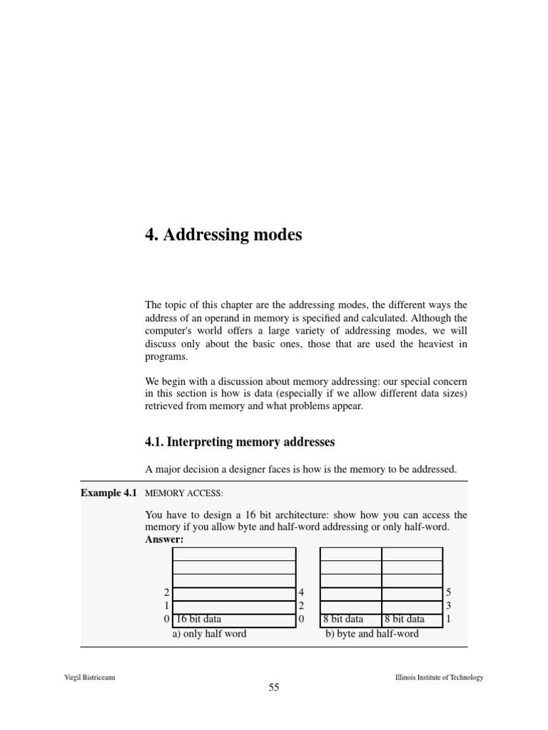 Addressing Modes: 4.1. Interpreting Memory Addresses | PDF | Array Data Structure | Bit