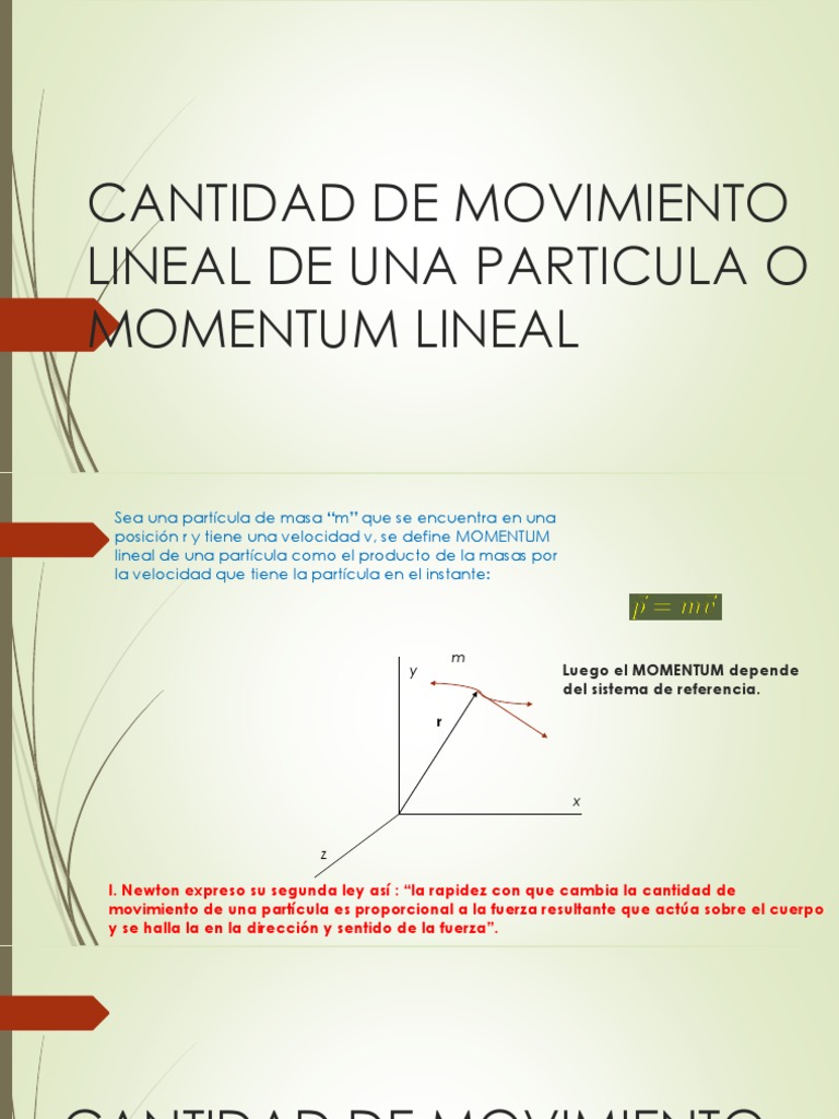 Movimiento Lineal de Una Particula | PDF | Impulso | Movimiento (física)