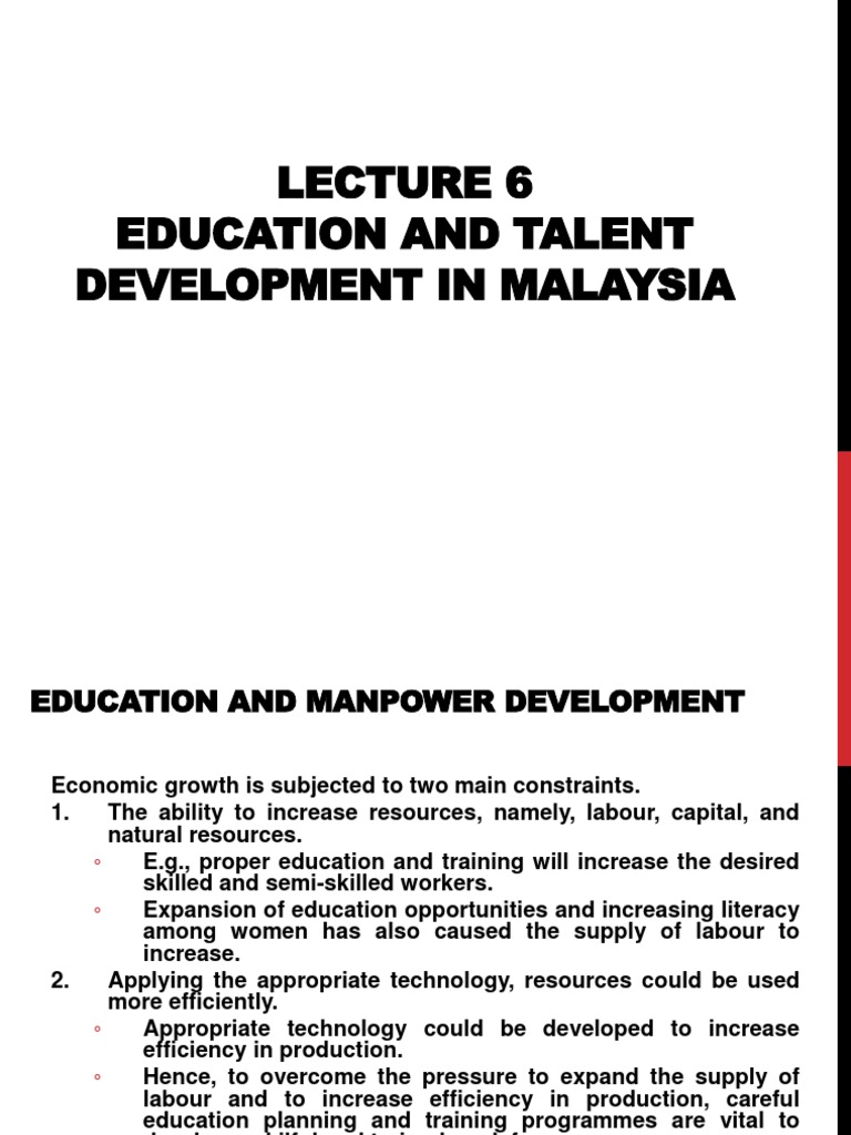 L6 - MPU3353 - Education and Talent Development in Malaysia | PDF | Unemployment | Social Science