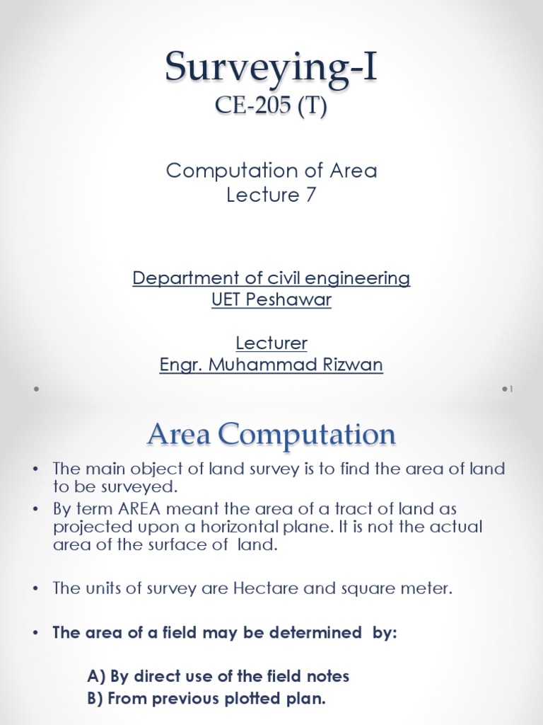 7 Area Computation | PDF | Area | Surveying