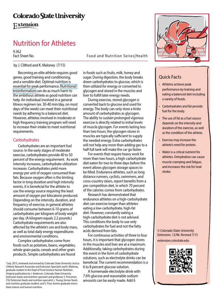Nutrition For Athletes - CSU | PDF | Dieting | Vitamin
