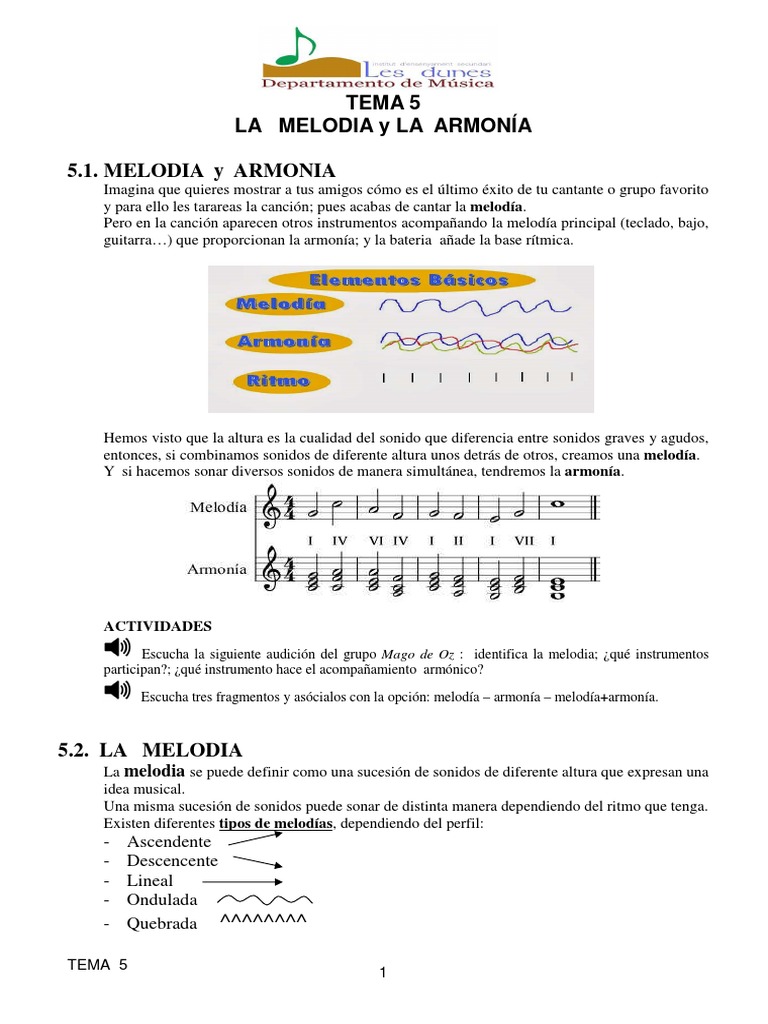 Melodía y Armonía en la Música | PDF | Escala (música) | Melodía