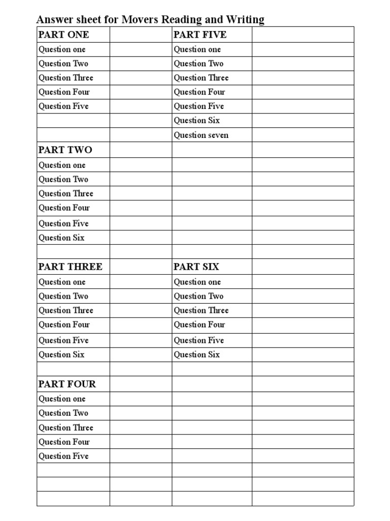 Answer Sheet Movers | PDF