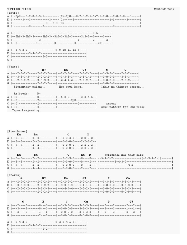 Titibo Tabs | PDF | Song Structure | Oral Literature