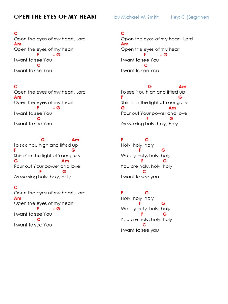 Open The Eyes of My Heart Chords | PDF | Musical Forms | Elements Of Music