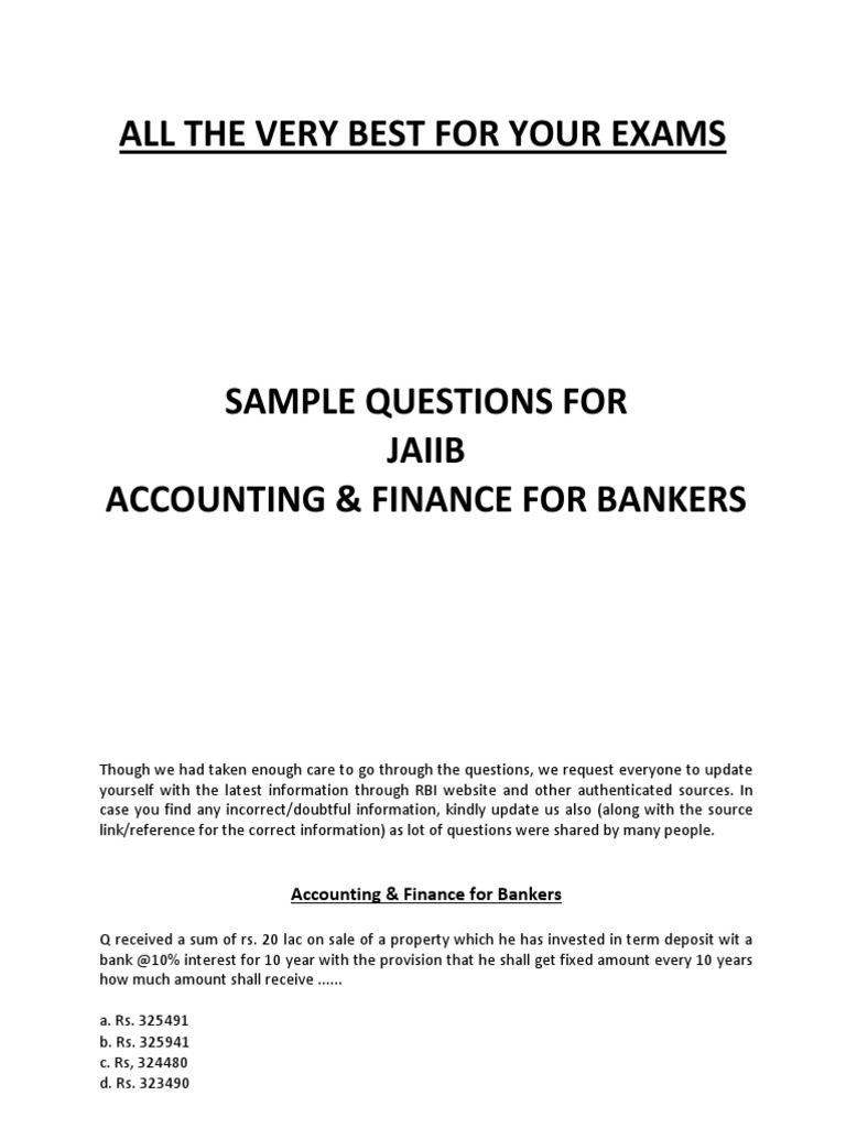 JAIIB AFB Sample Questions For Nov 2017 PDF | PDF | Exchange Rate ...
