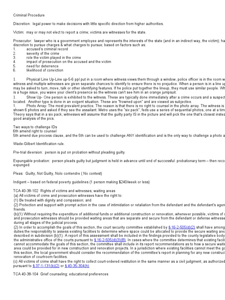 Criminal Procedure Outline | PDF | Bail | Arrest