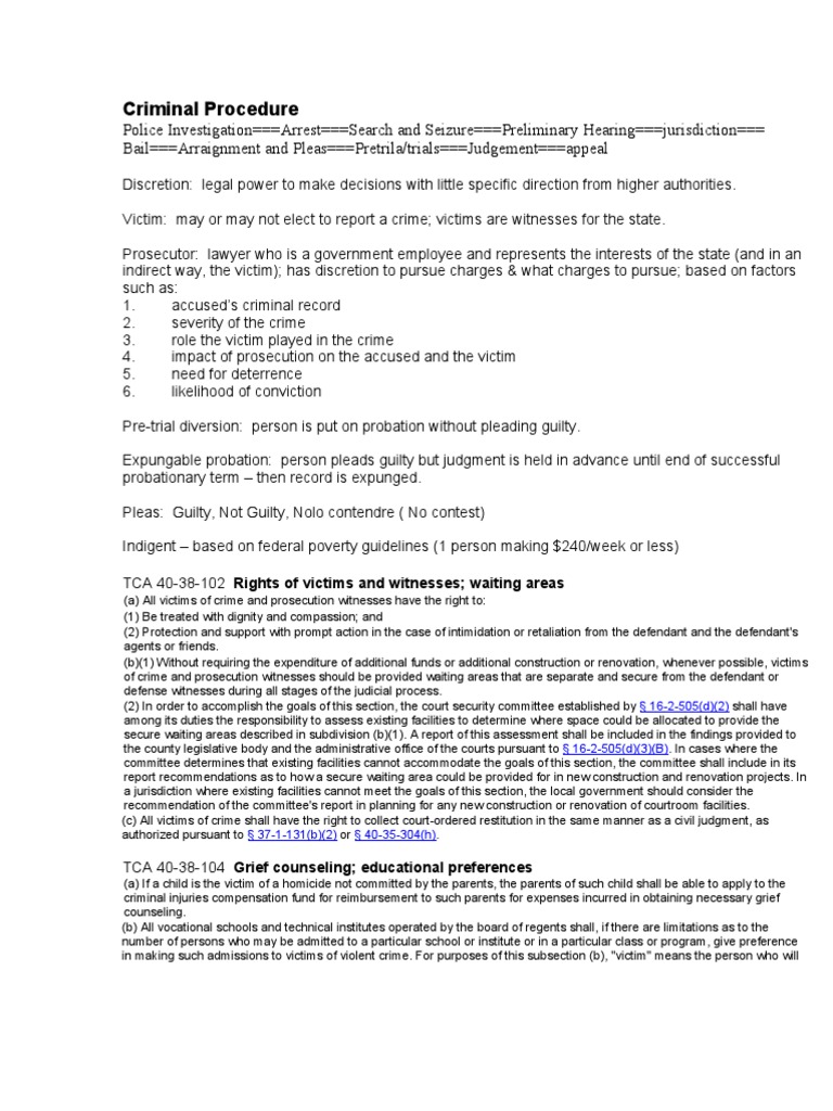 Criminal Procedure Outline | Download Free PDF | Bail | Arrest
