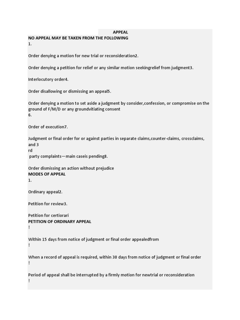 Appeal No Appeal May Be Taken From The Following | PDF | Common Law ...