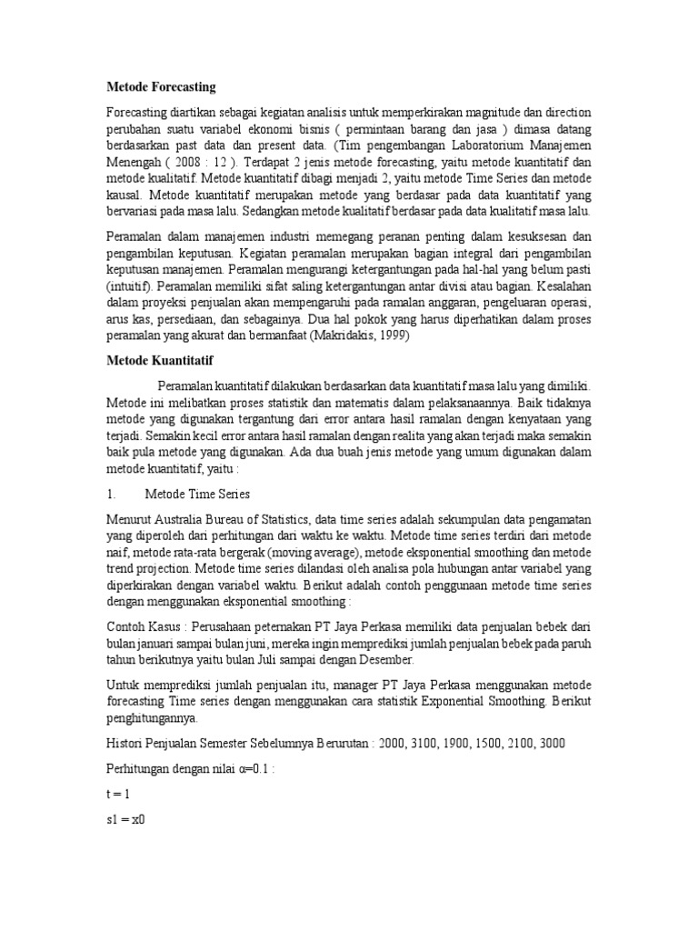 Studi Kasus Metode Forecasting | PDF
