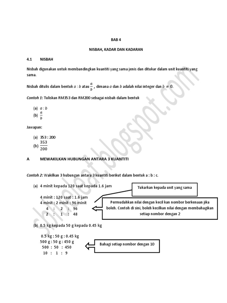 Nota Ringkas Math Form 1 BAB 4 PDF | PDF