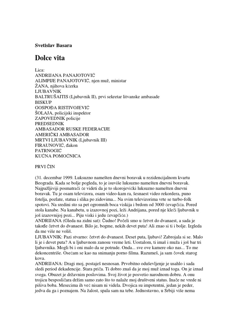 Svetislav Basara - Dolce Vita | PDF